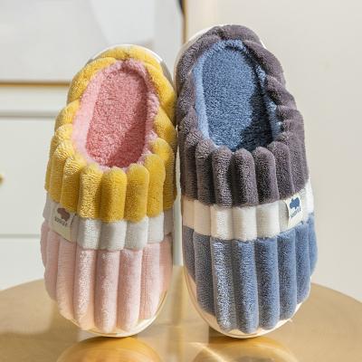 China Winter warm breathable slippers ladies delicate plush house slipper for women and men anti-slip Home indoor Shoes for sale