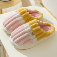 China Winter warm breathable slippers ladies delicate plush house slipper for women and men anti-slip Home indoor Shoes for sale