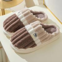 China Winter warm breathable slippers ladies delicate plush house slipper for women and men anti-slip Home indoor Shoes for sale