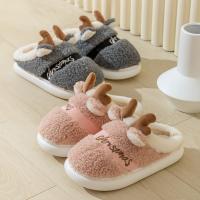 China New 2021 cartoon home indoor slippers winter Christmas deer cute thick-bottomed warm couple shoes supplier for sale