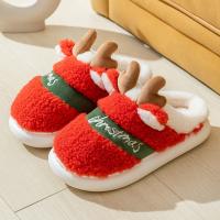 China New 2021 cartoon home indoor slippers winter Christmas deer cute thick-bottomed warm couple shoes supplier for sale