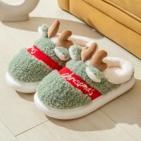 China New 2021 cartoon home indoor slippers winter Christmas deer cute thick-bottomed warm couple shoes supplier for sale