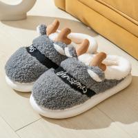 China New 2021 cartoon home indoor slippers winter Christmas deer cute thick-bottomed warm couple shoes supplier for sale