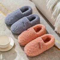 China Winter soft and delicate plush slippers full bag women's simple style indoor and outdoor warm anti-slip couple shoes for sale