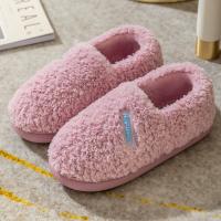 China Winter soft and delicate plush slippers full bag women's simple style indoor and outdoor warm anti-slip couple shoes for sale