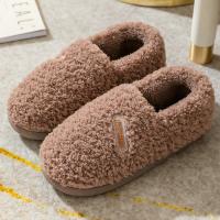 China Winter soft and delicate plush slippers full bag women's simple style indoor and outdoor warm anti-slip couple shoes for sale