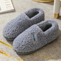 China Winter soft and delicate plush slippers full bag women's simple style indoor and outdoor warm anti-slip couple shoes for sale