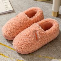 China Winter soft and delicate plush slippers full bag women's simple style indoor and outdoor warm anti-slip couple shoes for sale