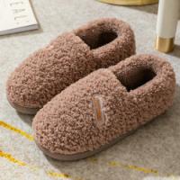 China Winter soft and delicate plush slippers full bag women's simple style indoor and outdoor warm anti-slip couple shoes for sale