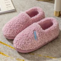 China Winter soft and delicate plush slippers full bag women's simple style indoor and outdoor warm anti-slip couple shoes for sale