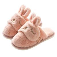 China Cute Women Home Indoor Couple Style Thick Bottom Anti-Slip Autumn Winter Plush Warm lining shoes female fur slippers for sale