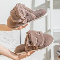 China Cute Women Home Indoor Couple Style Thick Bottom Anti-Slip Autumn Winter Plush Warm lining shoes female fur slippers for sale
