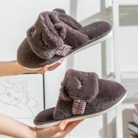 China Cute Women Home Indoor Couple Style Thick Bottom Anti-Slip Autumn Winter Plush Warm lining shoes female fur slippers for sale