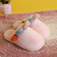 China Cute Plush flowers shape slippers winter female thick-soled non-slip indoor and outdoor warm home shoes ladies closed shoes for sale