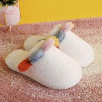 China Cute Plush flowers shape slippers winter female thick-soled non-slip indoor and outdoor warm home shoes ladies closed shoes for sale