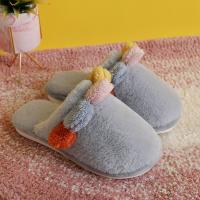 China Cute Plush flowers shape slippers winter female thick-soled non-slip indoor and outdoor warm home shoes ladies closed shoes for sale