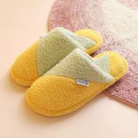 China Winter 2021 new fashion stitching color home slippers non-slip warm couple soft plush house shoes women for sale