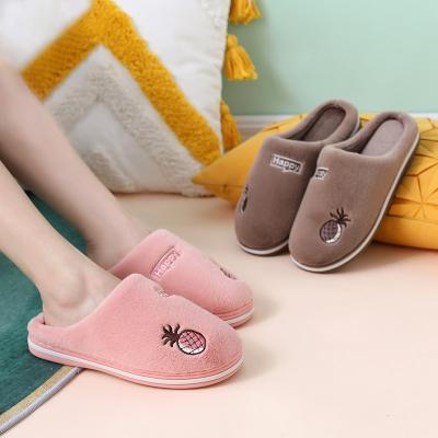 China New products plush cheap warm slippers women winter home fruit pineapple vamp non-slip bedroom shoes wholesale for sale