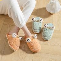 China Cartoon Slippers Women Cute Frog Home Indoor Couple Style Plush Warm Anti-Slip Thick Bottom Winter House Shoes Men for sale