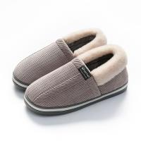China Winter warm best price corduroy vamp slippers women non-slip large size couple home indoor shoes supplier for sale