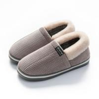 China Winter warm best price corduroy vamp slippers women non-slip large size couple home indoor shoes supplier for sale