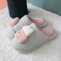China Wholesale 2021 female warm cartoon little house decorate slippers breathable plush home indoor shoes ladies closed shoes for sale