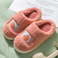China New Design wholesale Fashion Ladies fruit cute Plush Warm Slippers Winter soft Sole anti-slip home indoor shoes for sale