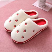 China New winter wholesale female cute fruit pattern warm thick bottom slippers non-slip couple home indoor shoes for sale