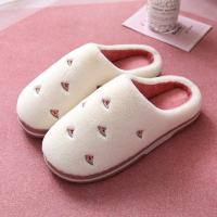 China New winter wholesale female cute fruit pattern warm thick bottom slippers non-slip couple home indoor shoes for sale
