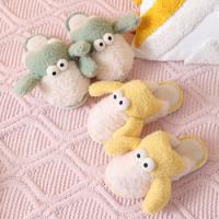 China Cartoon cute sheep shape cheap bedroom slippers winter warm thicken soft plush couple home indoor shoes for sale