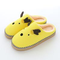 China 2021 new cartoon deer shape couple slippers hot sale winter ladies cute warm soft plush non-slip household shoes for sale