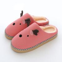 China 2021 new cartoon deer shape couple slippers hot sale winter ladies cute warm soft plush non-slip household shoes for sale