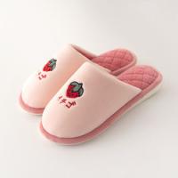 China Autumn and winter home slippers female cute fruit plush indoor non-slip couple warm  high quality bedroom shoes for sale