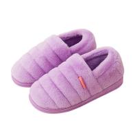 China Winter new design delicate plush slippers for men and women thick-soled couple warm non-slip home indoor shoes for sale