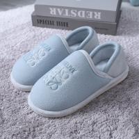 China New hot sale women winter slippers non-slip warm indoor all-inclusive heel Coral fleece lining couple household shoes for sale
