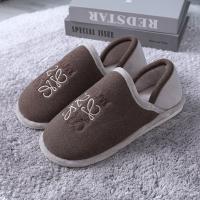 China New hot sale women winter slippers non-slip warm indoor all-inclusive heel Coral fleece lining couple household shoes for sale