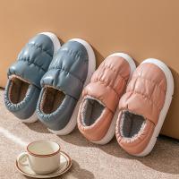 China Custom slippers new female winter plush lining warm couple waterproof non-slip home indoor shoes in stock for sale