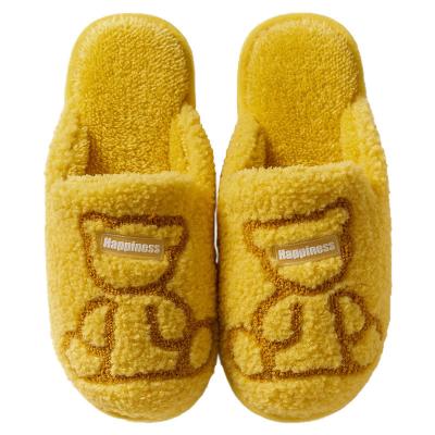 China Slippers Women Winter Indoor Plush Warm Home Thick Bottom Anti-Slip Couple Style Cartoob Happiness Bear Men for sale