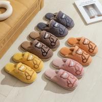 China Slippers Women Winter Indoor Plush Warm Home Thick Bottom Anti-Slip Couple Style Cartoob Happiness Bear Men for sale