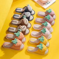 China Linen Fabric Slippers Women Autumn Winter Home Couple Cartoon Cute Fruit Indoor Non-Slip House Men Spring Summer for sale