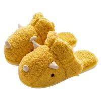 China Cartoon Triceratops Slippers Winter Couple Style Indoor Plush Warm Soft Bottom Home Indoor women closed shoes for sale