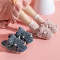 China Cartoon Triceratops Slippers Winter Couple Style Indoor Plush Warm Soft Bottom Home Indoor women closed shoes for sale
