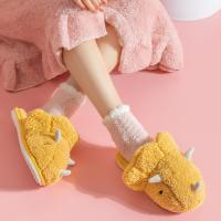 China Cartoon Triceratops Slippers Winter Couple Style Indoor Plush Warm Soft Bottom Home Indoor women closed shoes for sale
