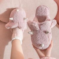 China Cartoon Triceratops Slippers Winter Couple Style Indoor Plush Warm Soft Bottom Home Indoor women closed shoes for sale