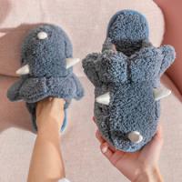 China Cartoon Triceratops Slippers Winter Couple Style Indoor Plush Warm Soft Bottom Home Indoor women closed shoes for sale