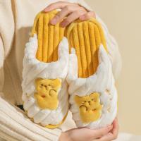 China Cute fashion solid color warm home indoor shoes soft plush PVC material anti-slip slippers autumn winter for sale