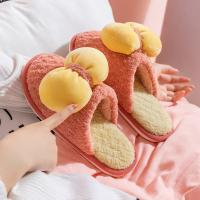 China Women new design cartoon bow home shoes autumn winter factory price breathable fabric slippers in stock for sale
