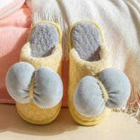 China Women new design cartoon bow home shoes autumn winter factory price breathable fabric slippers in stock for sale