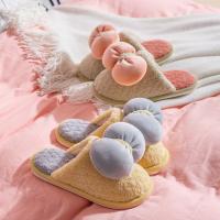China High quality custom home closed toe slipper ladies cartoon bowknot indoor anti-slip bedroom shoes winter for sale