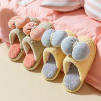 China High quality custom home closed toe slipper ladies cartoon bowknot indoor anti-slip bedroom shoes winter for sale